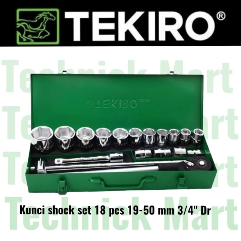 Jual TEKIRO kunci shock set 18 pcs ukuran 19 - 50 mm 3/4" Dr box besi ...