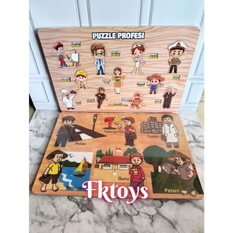 Jual Puzzle Kayu Puzzle PROFESI mainan edukasi | Shopee Indonesia