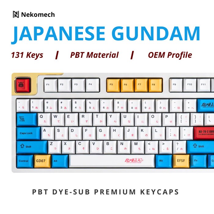 Jual Nekomech Japanese Gundam Series Keycaps - PBT Dyesub OEM Profile ...