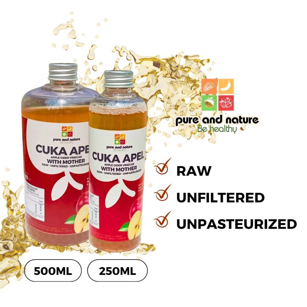 Jual Cuka Apel Pure and Nature Original 100 % Apple Cider Vinegar With ...