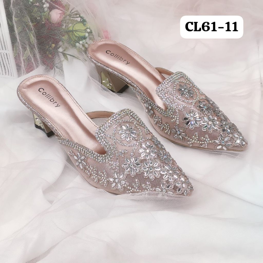 Jual 51--11 Sendal pesta hwarin new model motif bunga hak 5cm | Shopee ...