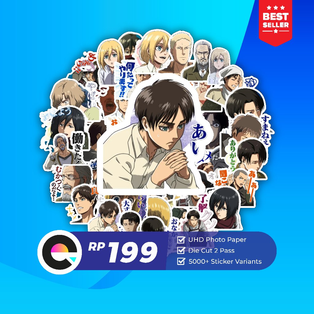 Jual Stiker Sticker Anime Attack on Titan Japan Style | Stiker ...