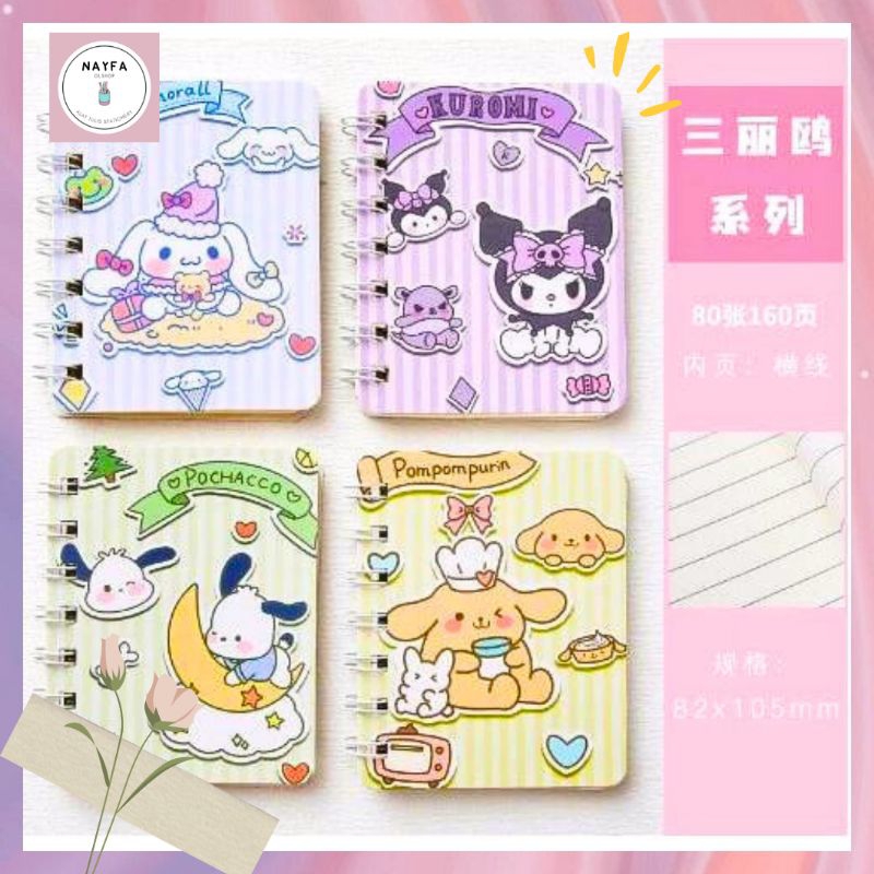 Jual Notebook Mini A7 Sanrio Buku Catatan Ring Scrapbook Karakter Lucu 80 Lembar Shopee Indonesia