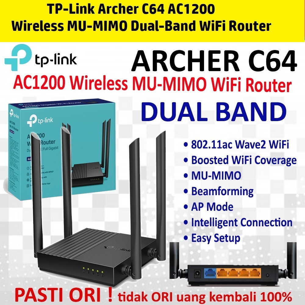 Jual TP-LINK Dual Band Wifi Router AC1200 Archer C64 5G | Shopee Indonesia