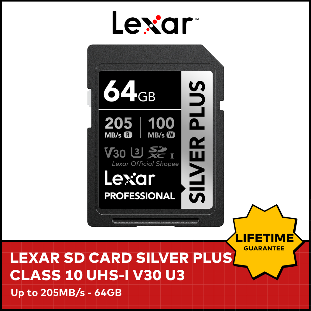 Jual Lexar Professional SDXC Silver Plus UHS-I Up to 205MB/s - 64GB ...