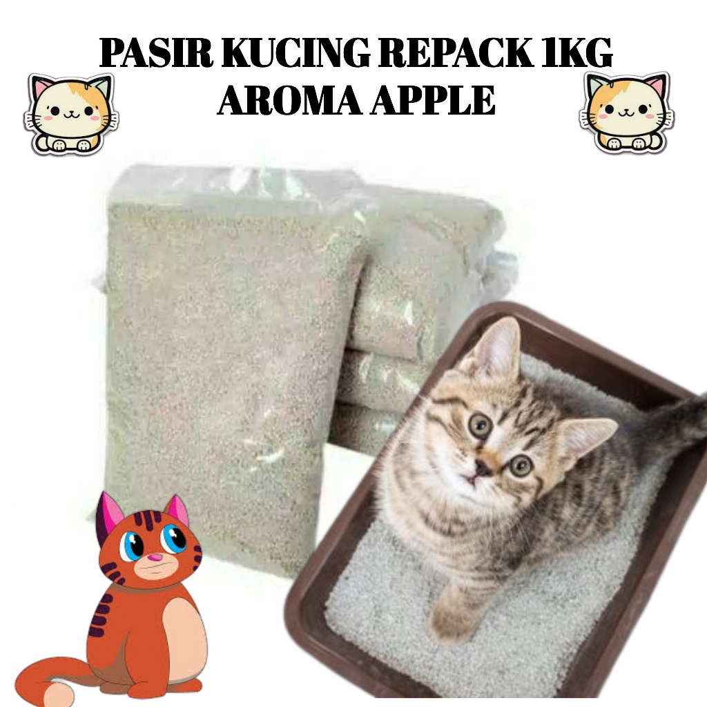 Jual Pasir Kucing Gumpal Wangi Aroma Apple Apel Cat Litter 1kg Repack 1 ...