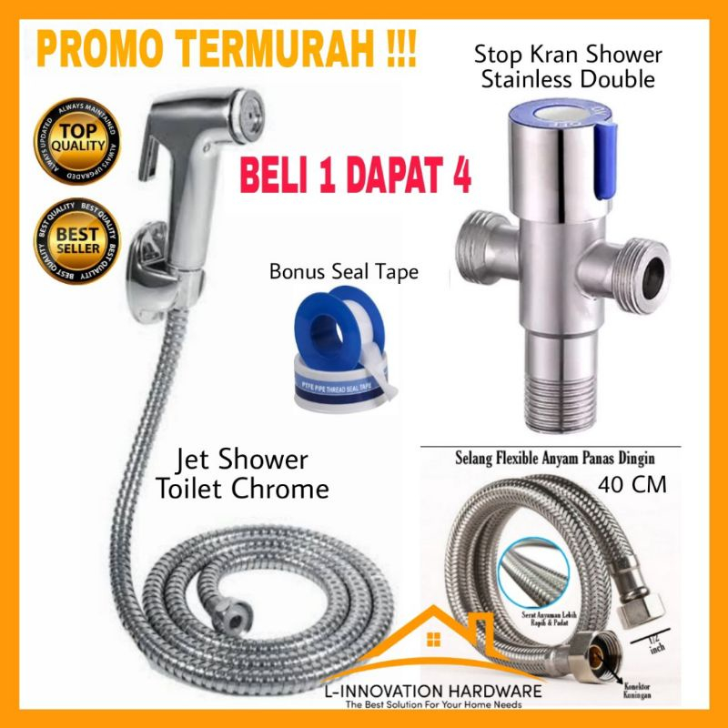Jual Paket Jet Shower Toilet Bidet Sprayer Closet Stop Kran Air Cabang ...