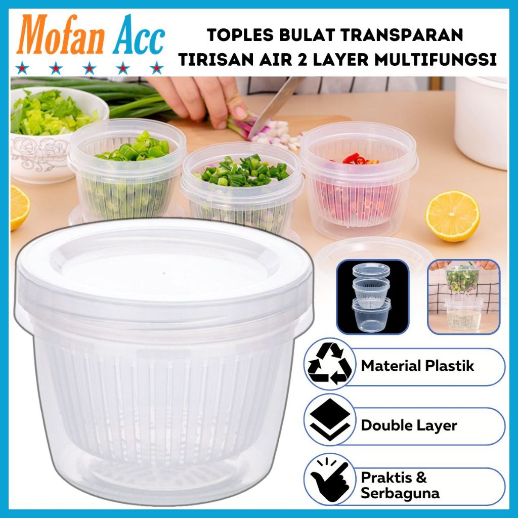 Jual Toples Saringan Bulat Tirisan Bawang Sayur Transparan 2 Layer ...