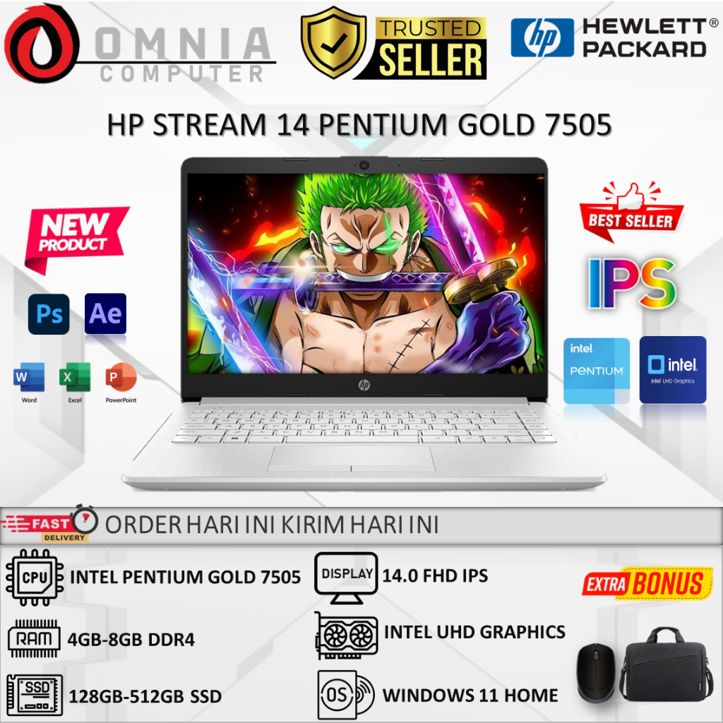 Jual Laptop Baru Hp Stream 14 Intel Pentium Gold 7505 8GB 512GB 14 Inch ...