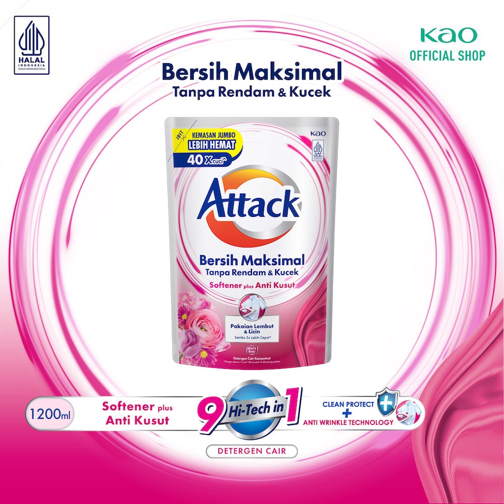 Jual Attack Plus Softener - Deterjen Cair Semua Jenis Mesin Cuci 1200ml ...