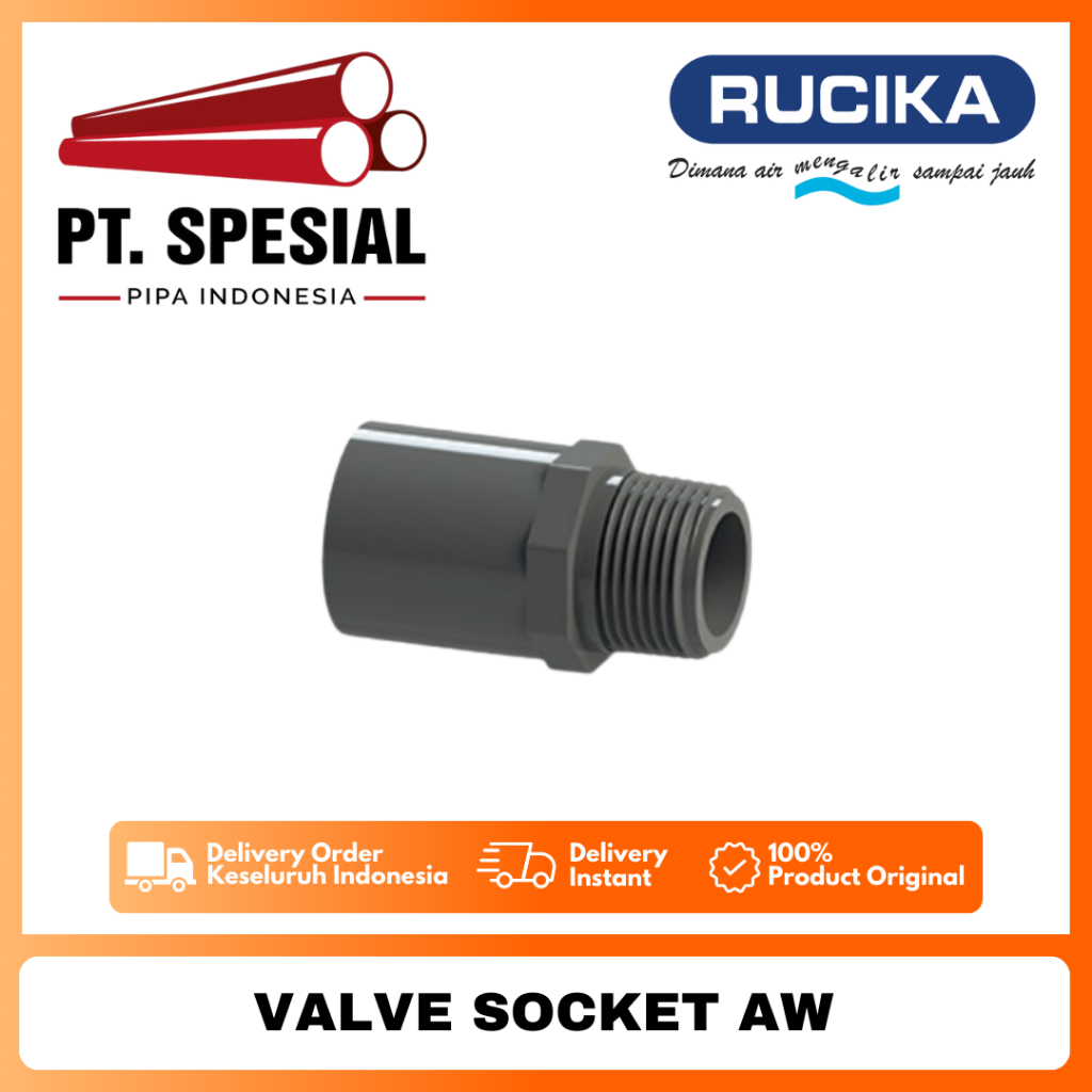 Jual Sock Drat Luar AW 3/4 x 1/2 Inch PVC Rucika / SDL Rucika / Valve ...