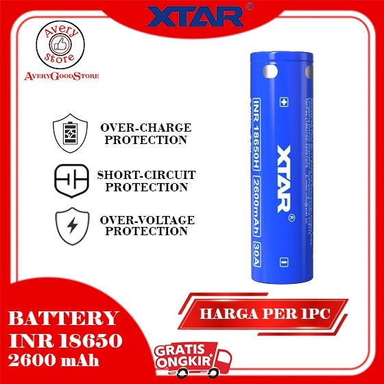Jual XTAR INR 18650H 2600mAh 20A/30A Battery, HIGH DRAIN LI-ION BATTERY ...