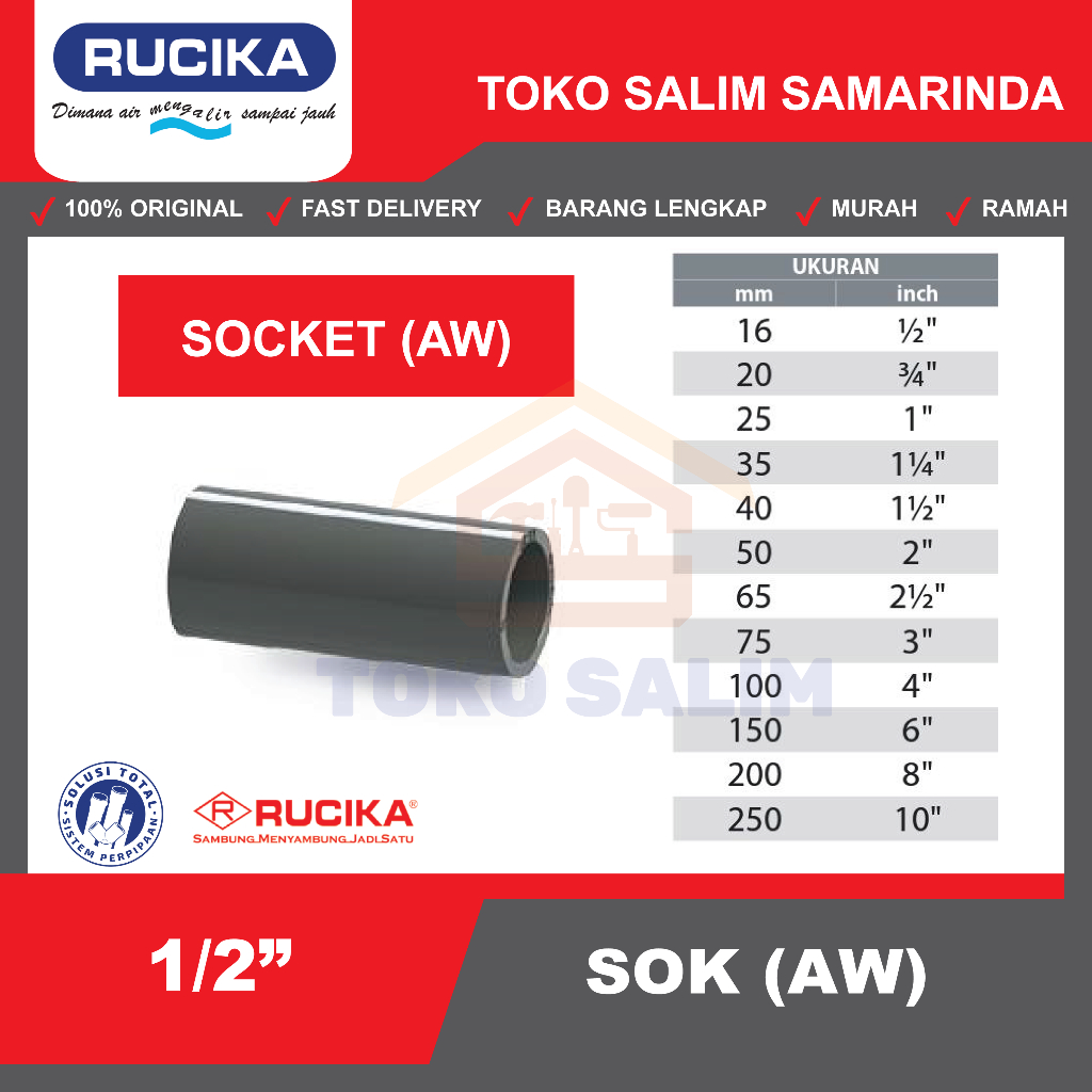 Jual Sok / Socket sambung 1/2'' AW JIS RUCIKA | Shopee Indonesia