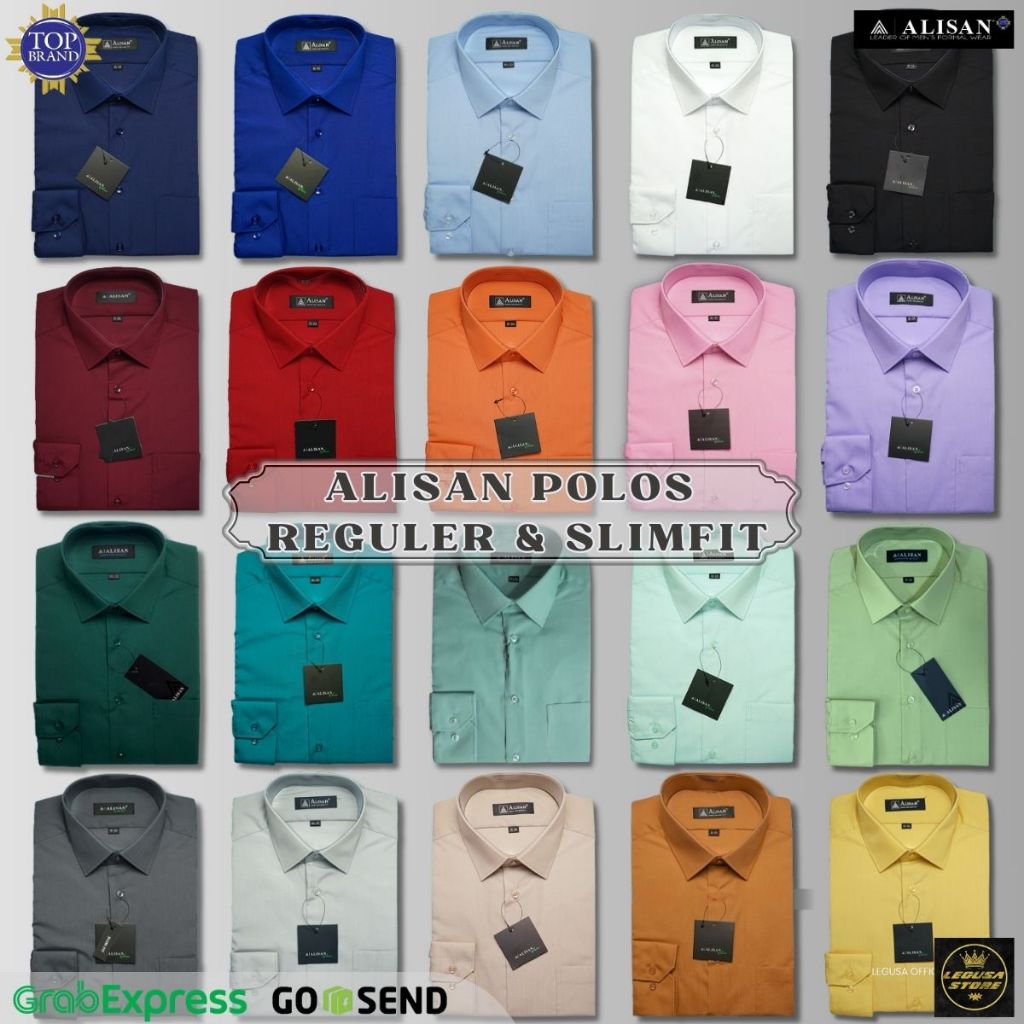 Jual Kemeja Alisan Lengan Panjang Polos Slimfit dan Reguler Original ...