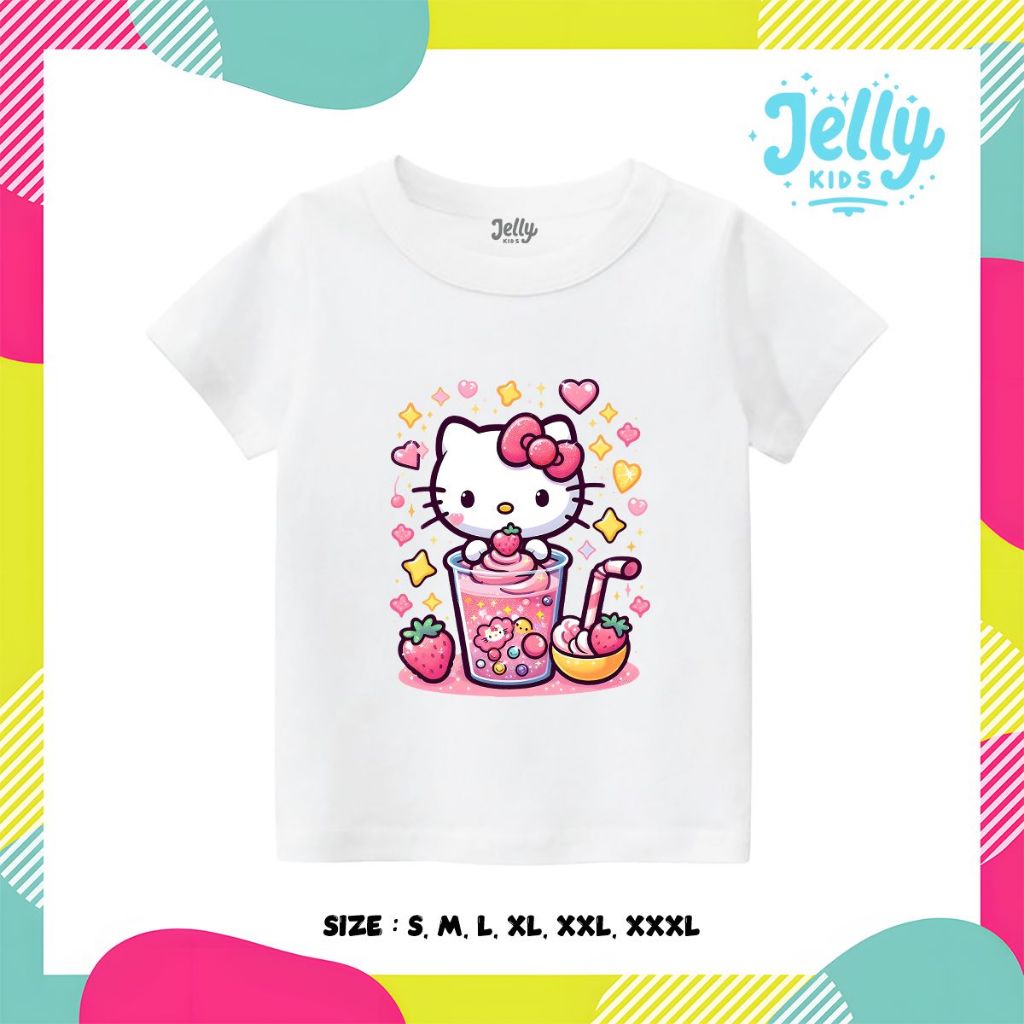 Jual Kaos Anak Gambar Hello Kitty Eskrim Distro 30s Sablon | Shopee ...