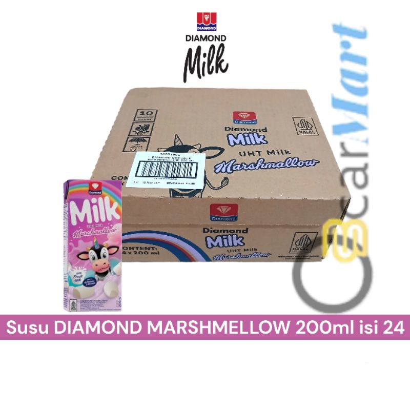 Jual SUSU DIAMOND MARSMELOW 1 Dus 200ml isi 24 Rasa Marshmallow ...