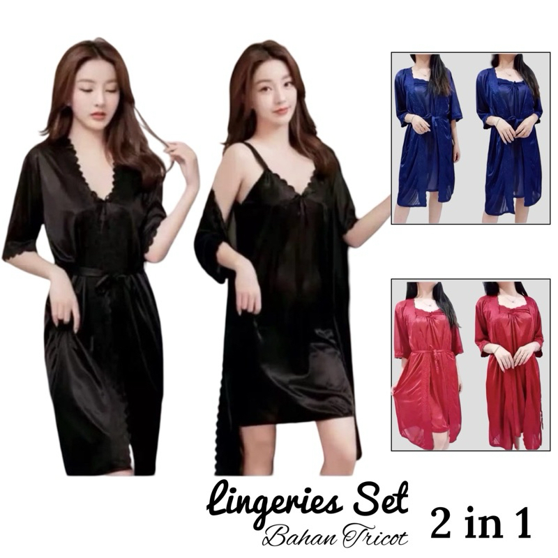 Jual Kimono Lingerie Set 2in1 Tricot Import Shopee Indonesia