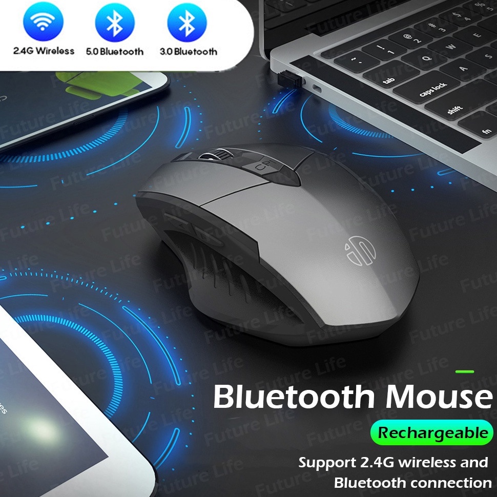 Jual KODE O64C INPHIC PM6 Mouse Wireless Bluetooth Rechargeable 24G ...