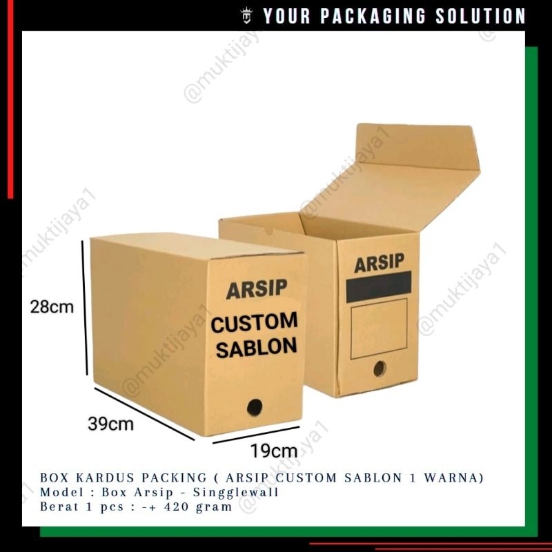 Jual CUSTOM SABLON 1 WARNA BOX ARSIP 1 ~ 39x19x28cm KOTAK / KARDUS ...