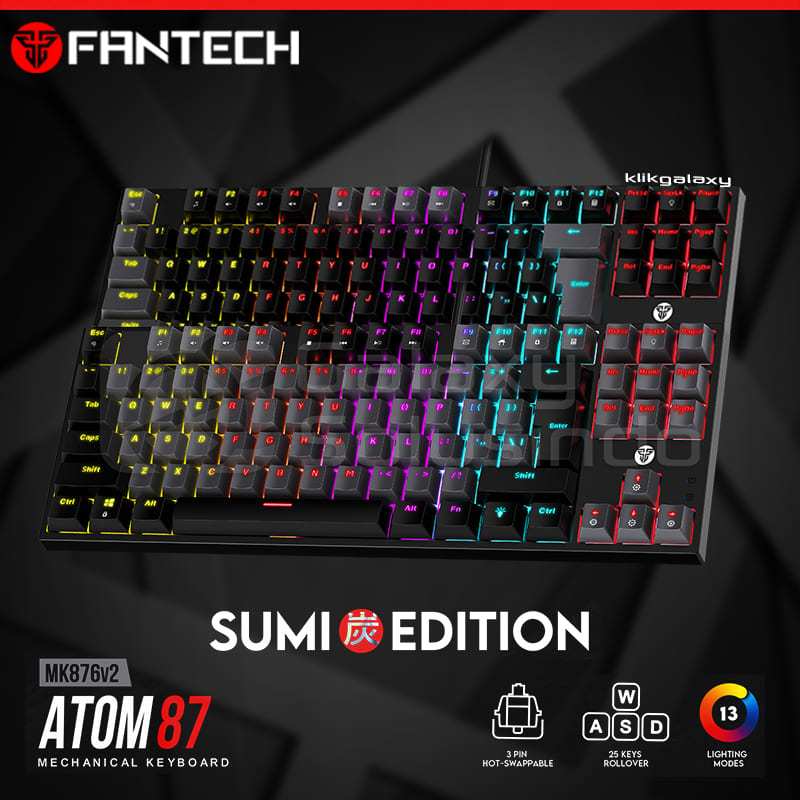 Jual Fantech MK876v2 ATOM87 RGB Mechanical Gaming Keyboard Black Grey ...
