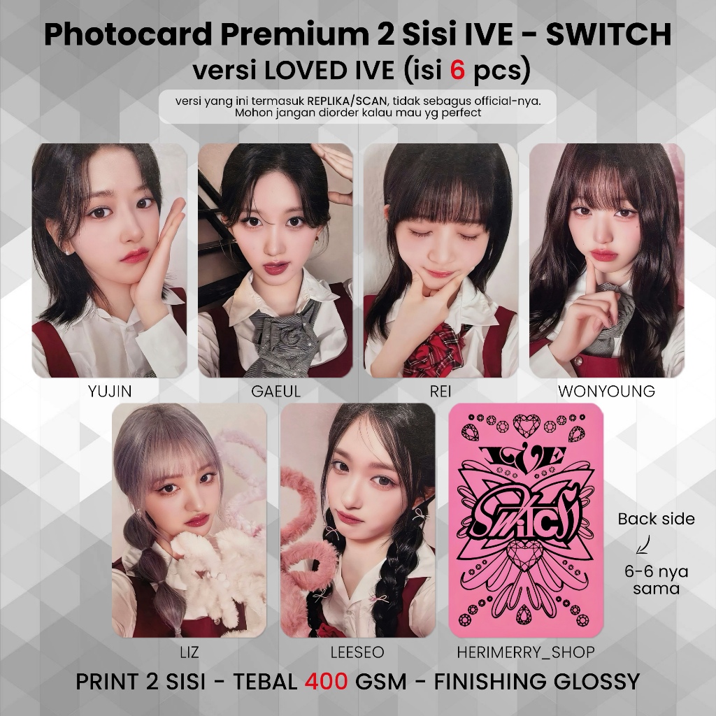 Jual (ISI 6 PCS) Photocard IVE SWITCH - HEYA ACCENDIO PC Premium 2 Sisi Kartu Kpop Merch ...