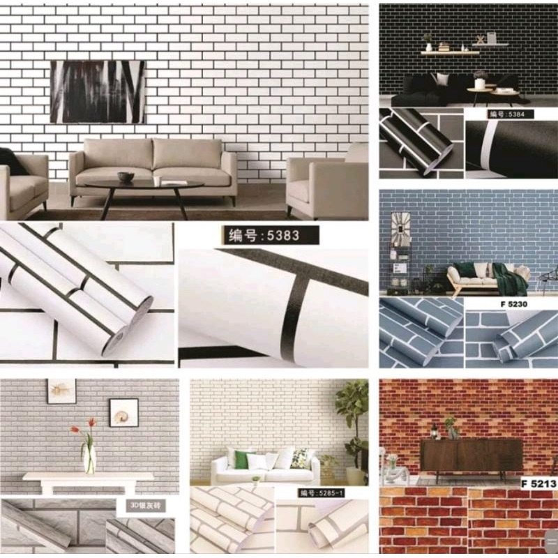 Jual Wallpaper Dinding Bata Hitam Bata Putih Bata Abu Walpaper Batu ...