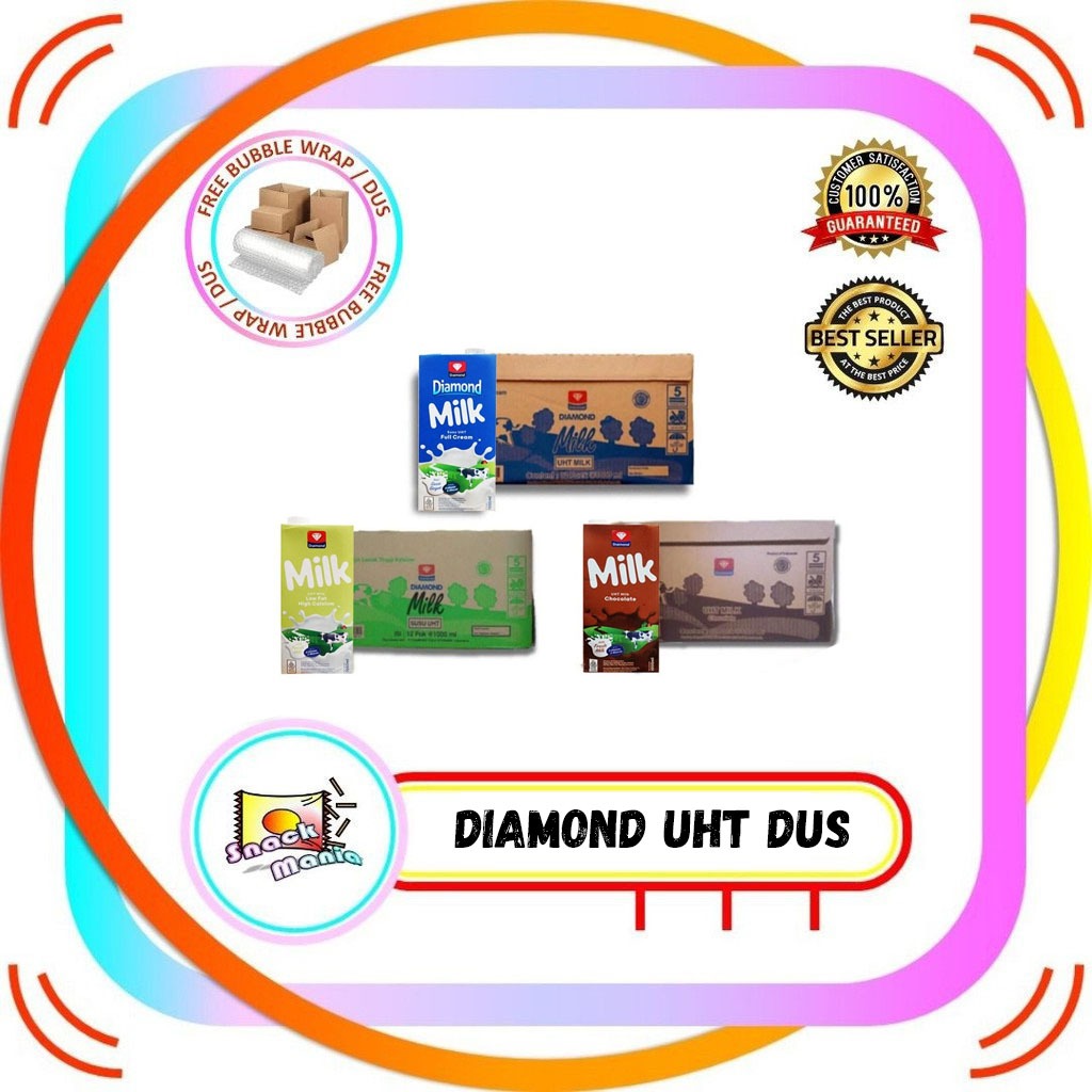 Jual Susu DIAMOND UHT Full Cream - Coklat - Low Fat Milk 1 Liter x 12 ...