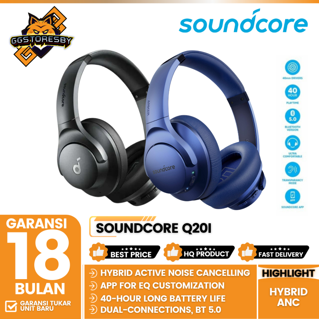 Jual Headphone Soundcore Q20I With Hybrid Anc - A3004 | Shopee Indonesia