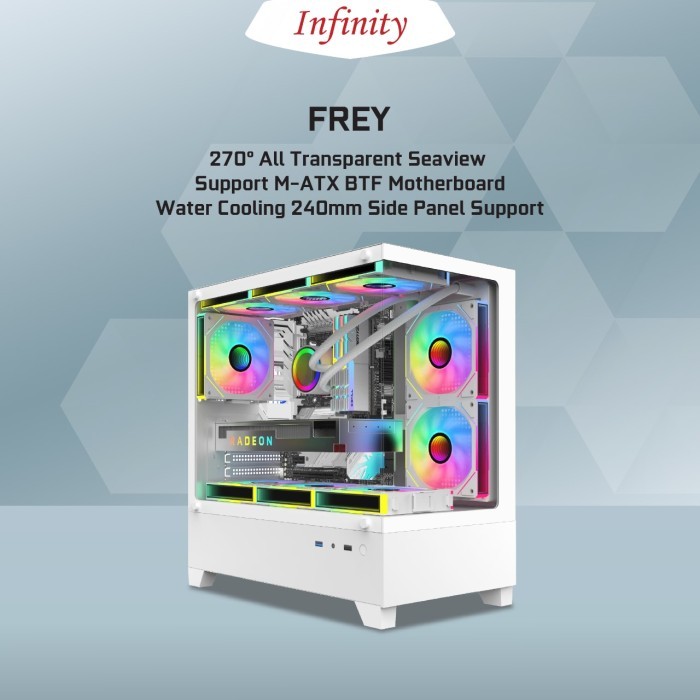 Jual Casing Komputer Gaming Infinity Frey White M-ATX Tempered Glass ...