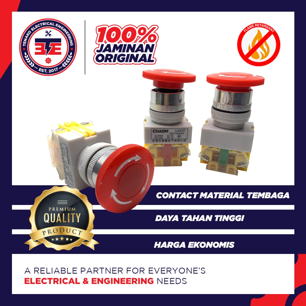 Jual Push Button Emergency Stop Maintained Lock Switch 22mm Tombol ...