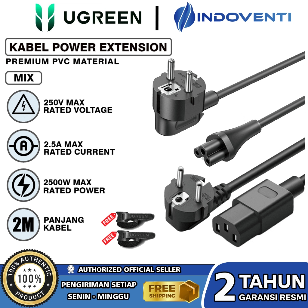 Jual UGREEN Kabel Colokan Extension Power Cord CPU PC Komputer Untuk ...