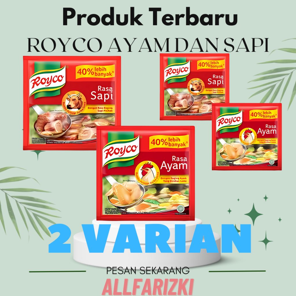 Jual ROYCO bumbu penyedap 9gr kaldu AYAM SAPI sachet RENCENG ( isi 12 ...