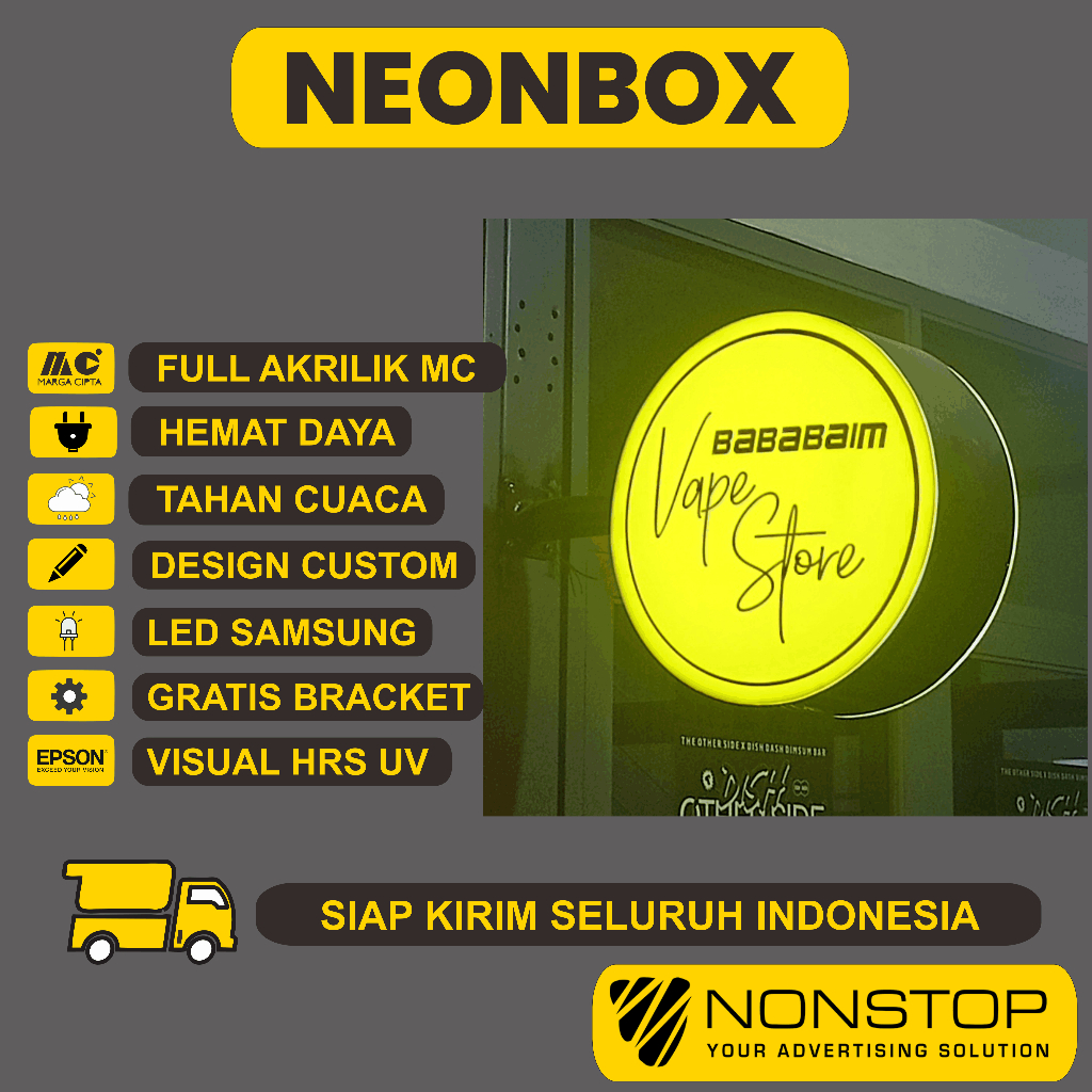 Jual NEONBOX 2 SISI NEON BOX AKRILIK BULAT BUNDAR SIAP PASANG CUSTOM ...