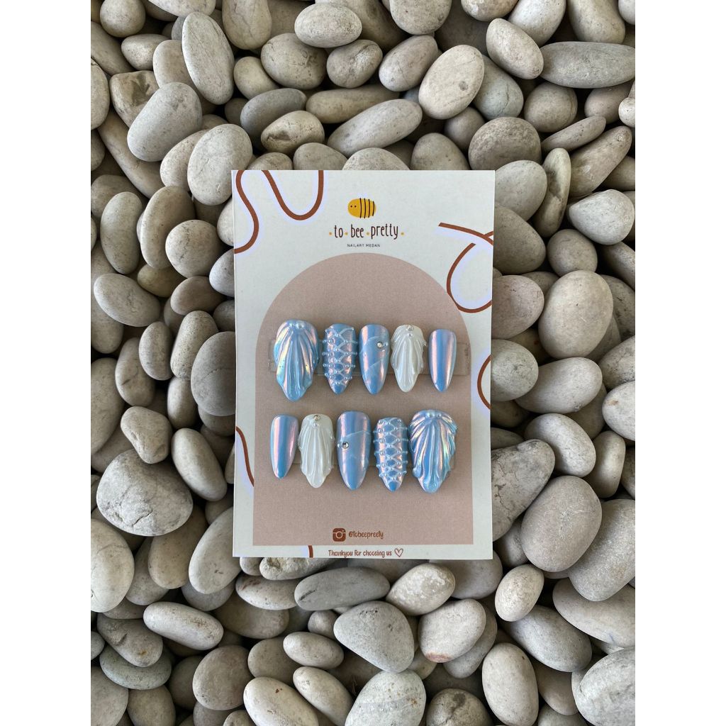 Jual ocean mermaid / Custom fake nails / Fake nails / Kuku palsu ...