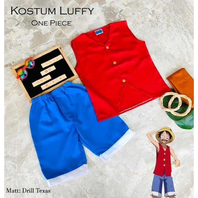 Jual kostum luffy set lengkap topi one piece baju cosplay anime kartun ...