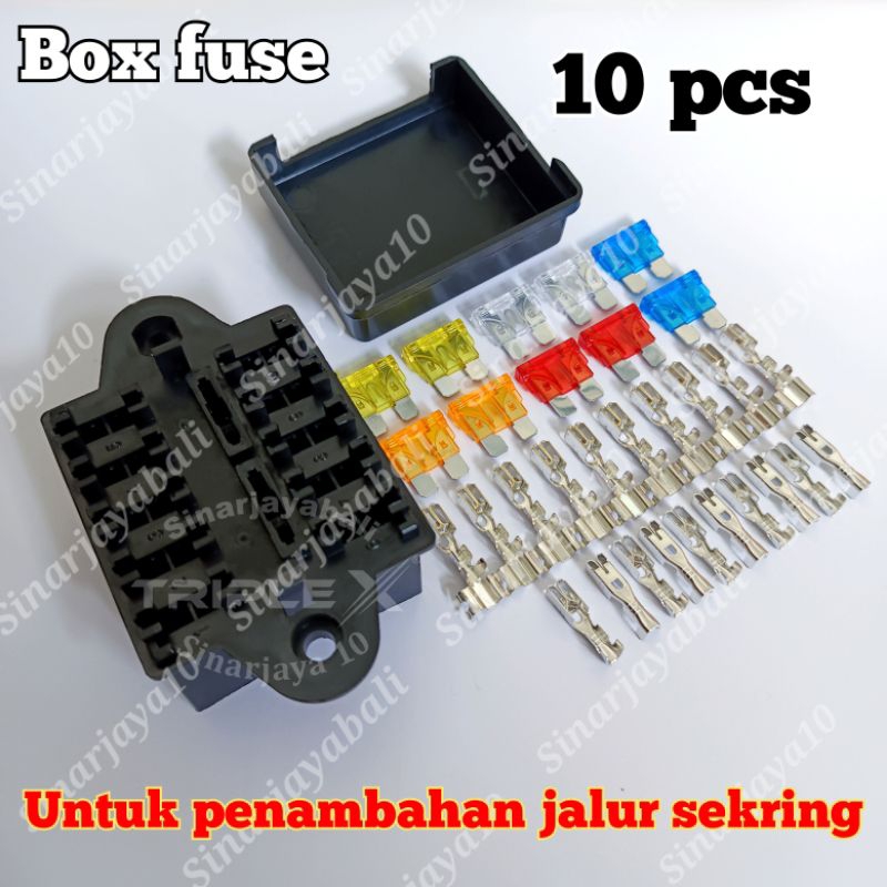 Jual box fuse kotak sekring tempat sikring rumah holder isi 10 jalur mobil truck truk car ...