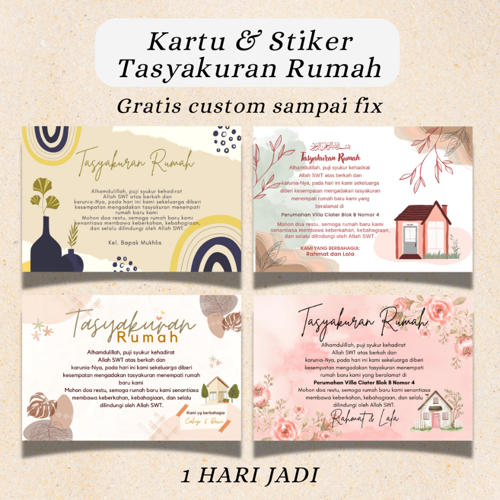 Jual Cetak kartu tasyakuran rumah tinggal, selametan rumah, stiker ...