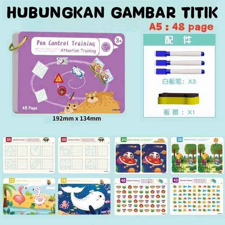 Jual KODE D23Y Magical Tracing Workbook ReusableDot To Dot Wipe And ...