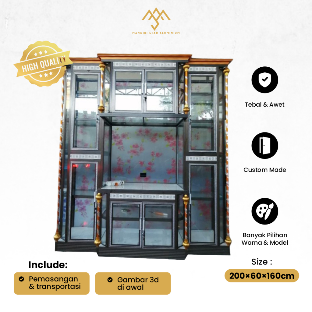Jual Lemari Hias Rak Tv Aluminium Buffet Almari Ruang Tamu Mewah ...