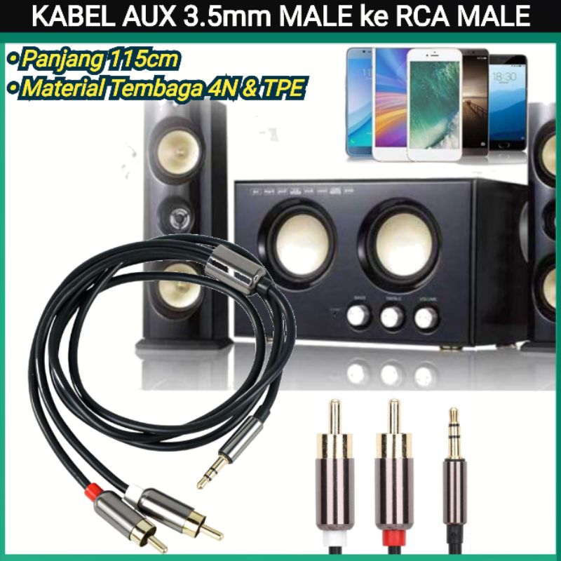 Jual Kabel AUX 3.5mm Male ke RCA Male 115cm - R1 - FONKEN | Shopee Indonesia