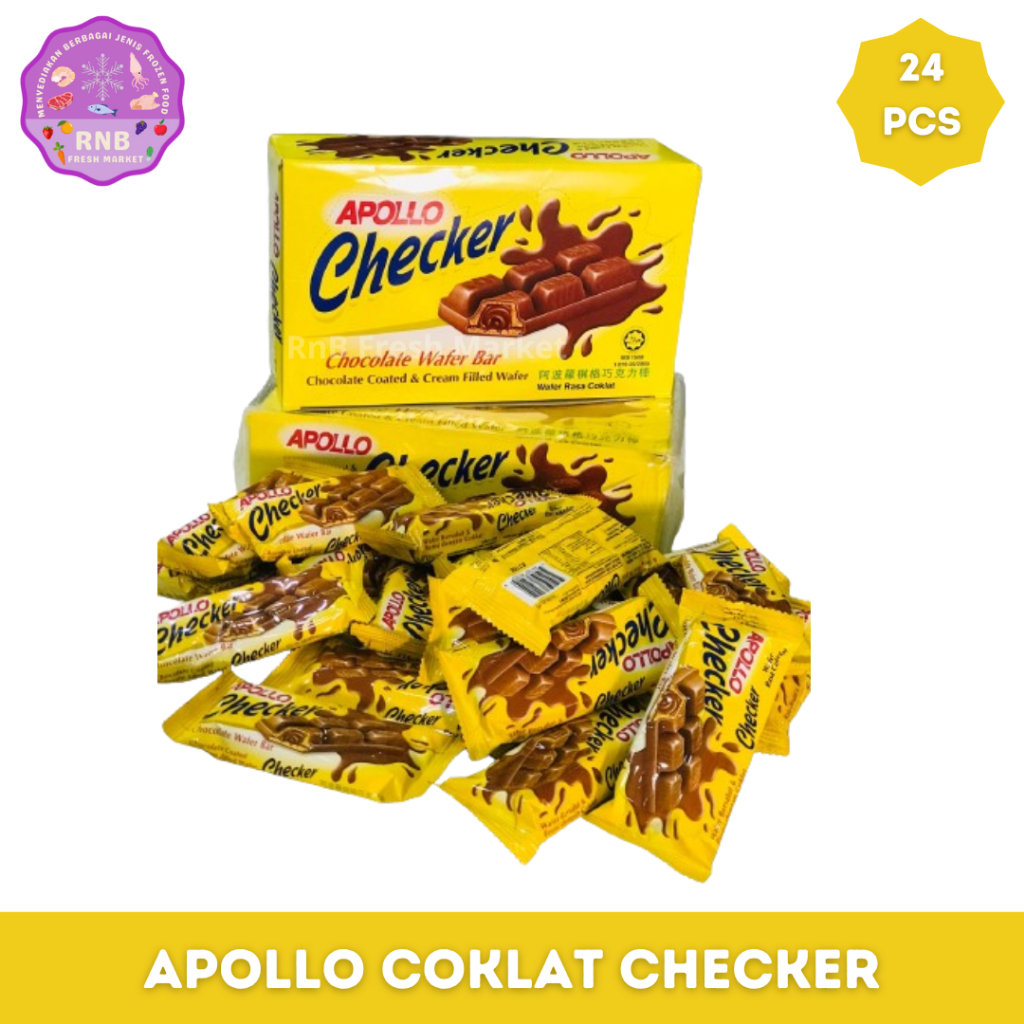 Jual Apollo Checker Chocolate Wafer Bar Netto 18 Gram X 24 Pcs | Shopee ...