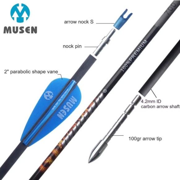 Jual Anak Panah Arrow Musen Phoenix Pure Carbon ID 4.2 mm | Shopee ...