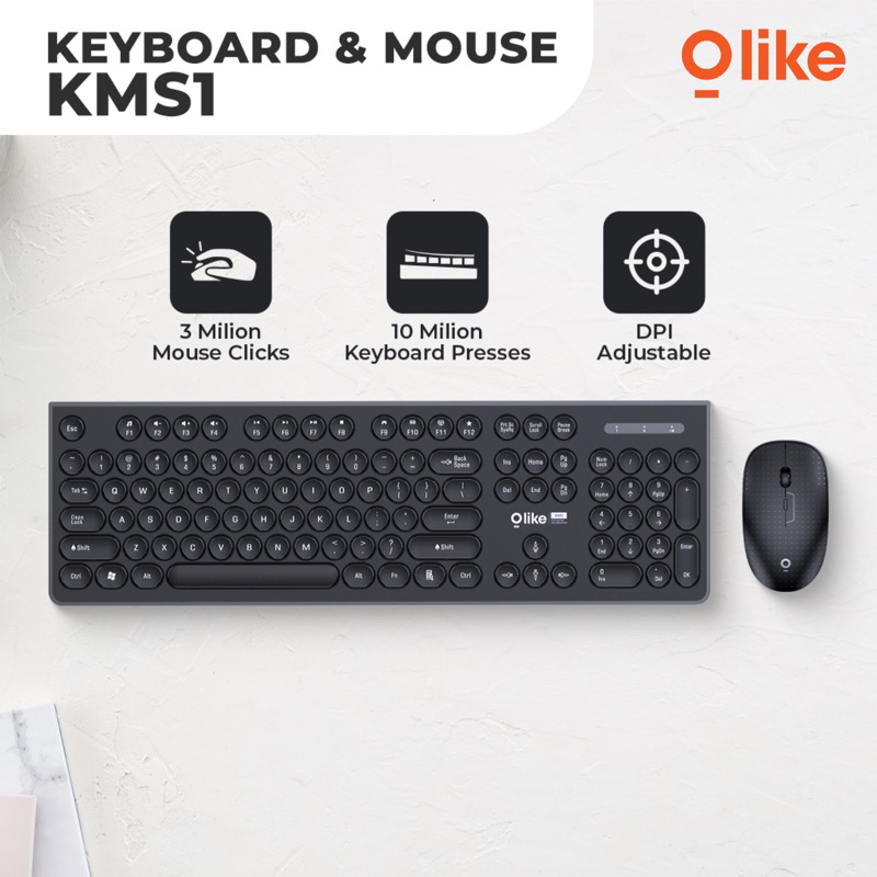 Jual OLIKE KMS1 WIRELESS KEYBOARD DAN MOUSE COMBO SET PORTABLE USB ...