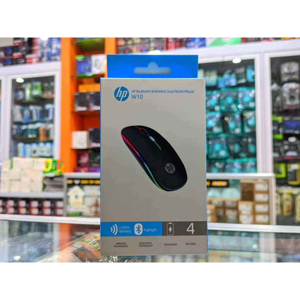 Jual Mouse HP W10 Wireless RGB Bluetooth Slim | Shopee Indonesia
