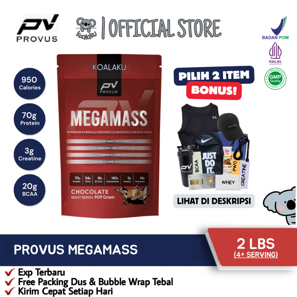 Jual Provus Megamass Mega Mass Gainer 2 lbs 900 gr 3lbs Susu Protein ...