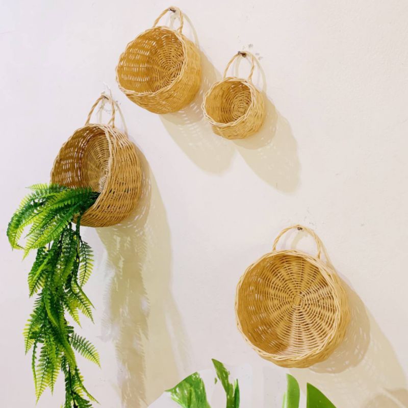 Jual Vas Bunga Vas Gantung Rotan Vas Dinding Tempel | Shopee Indonesia