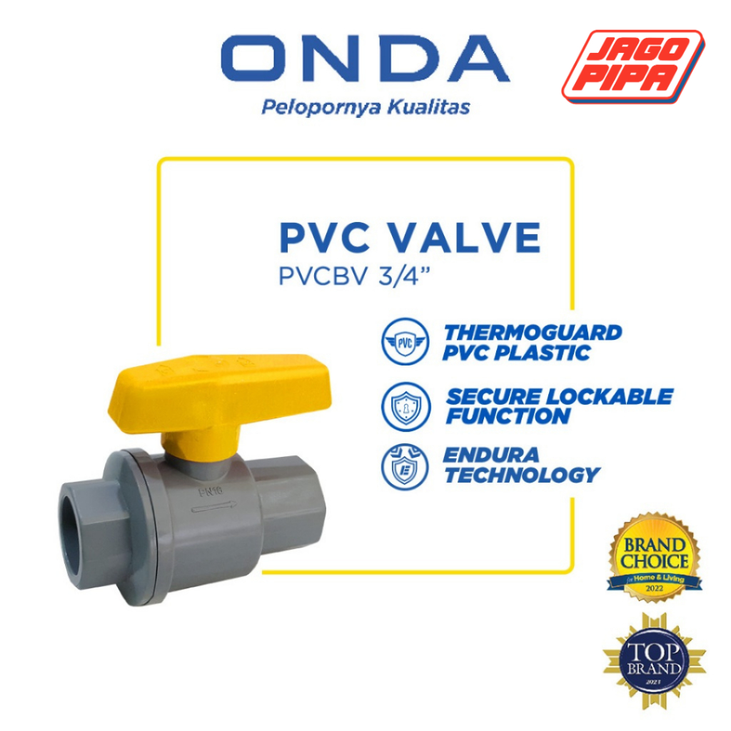 Jual ONDA Ball Valve 3/4 Inch POLOS Stop Keran PVC / Stop Kran PVCBV 3/4” Ballvalve | Shopee ...