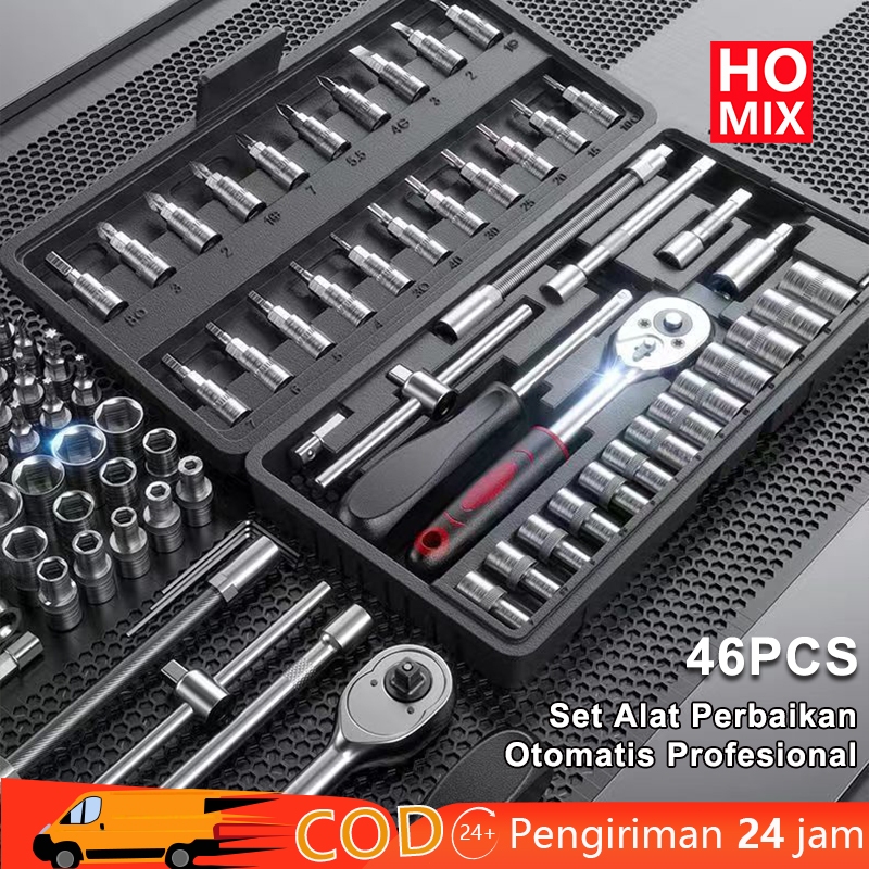 Jual HOMIX 46PCS Kunci Sok Set Socket Full Lengkap Socket Tool Kit Pas ...