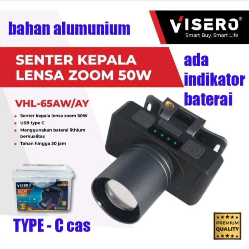 Jual Senter Kepala Visero 50W Zoom VHL-65AW/AY Senter Kepala Zoom Cas ...
