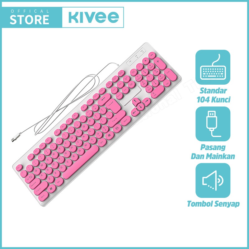 Jual KIVEE keyboard wireless mechanical gaming 104 keys 2.4GHz Lucu ...